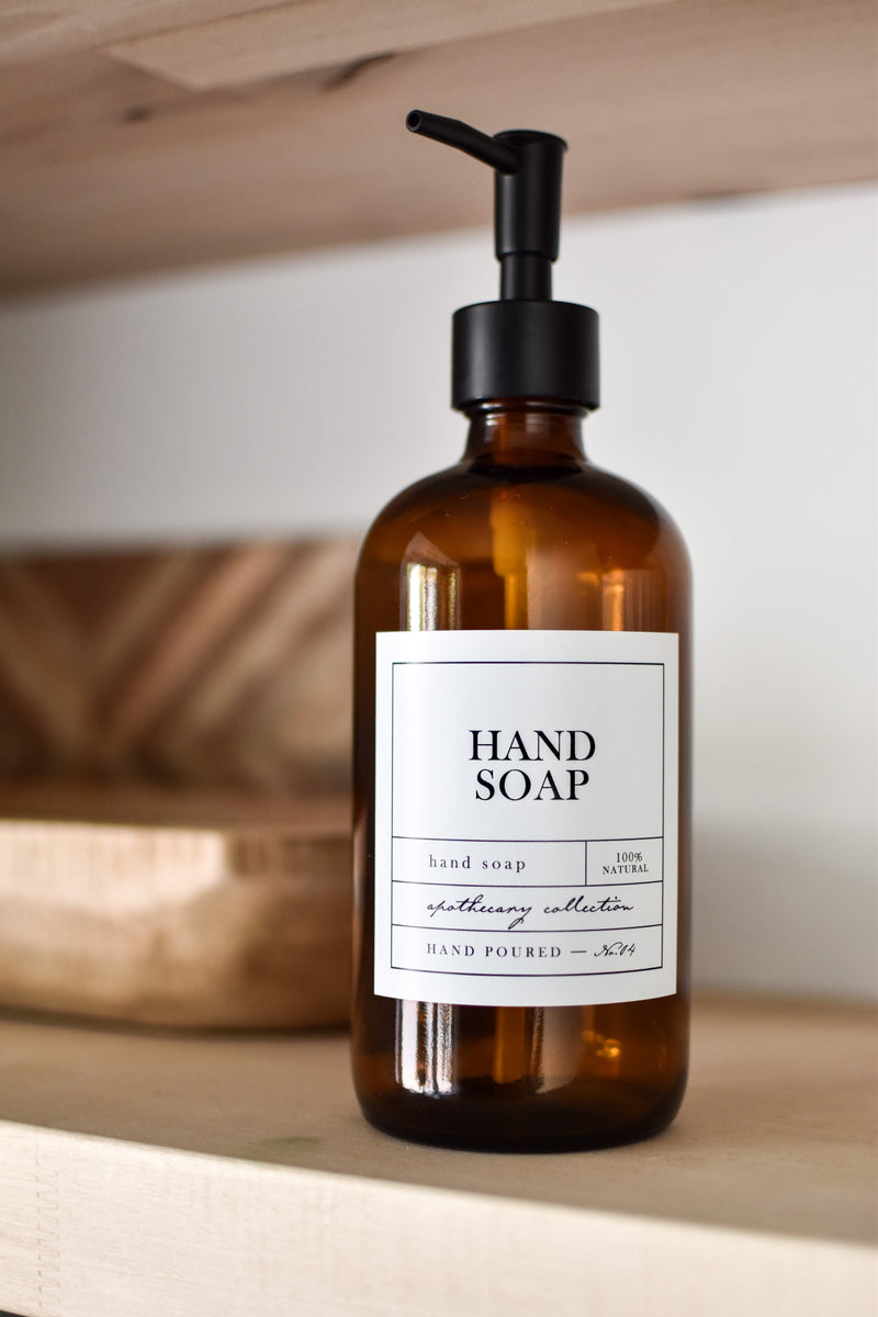 16oz Amber Glass Bottle - Hand Soap - Apothecary Style – Church Street ...